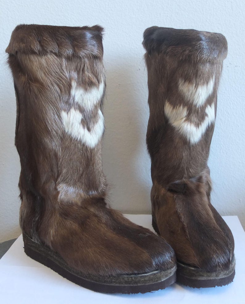 Reindeer Fur Mukluks Boots, Handmade Saami Winter Boots Sheepskin Lined ...