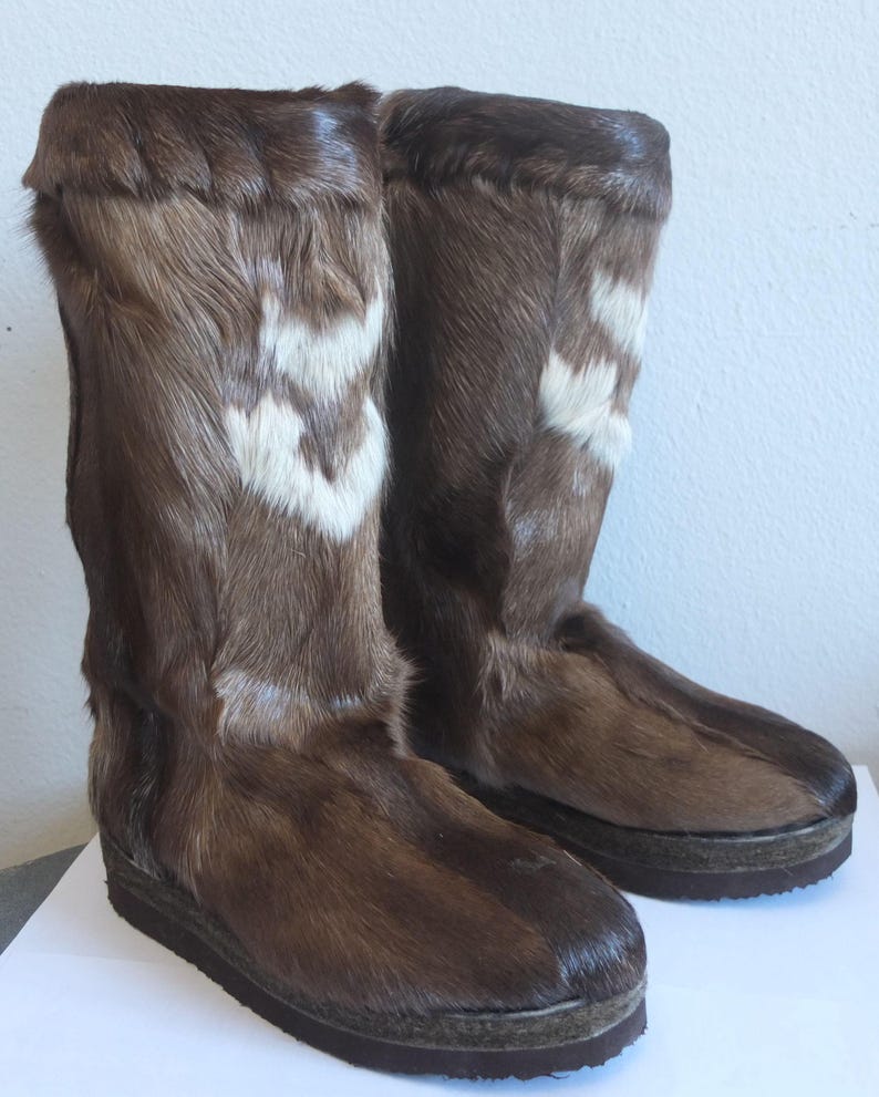 Reindeer Fur Mukluks Boots, Handmade Saami Winter Boots Sheepskin Lined ...