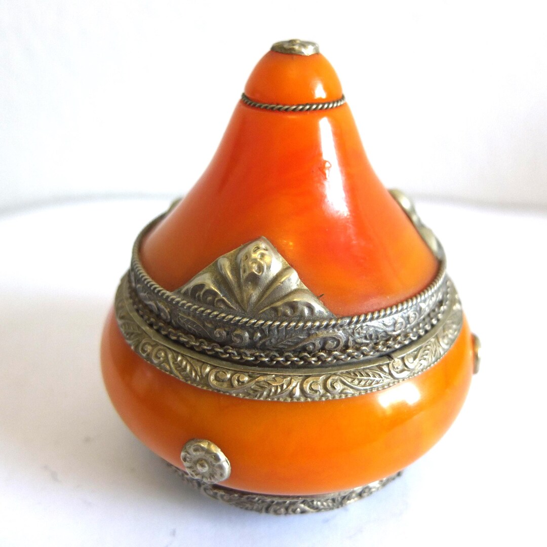 Antique Moroccan Jewelry Box Made of Moroccan Amber and Brass, Trinket ...