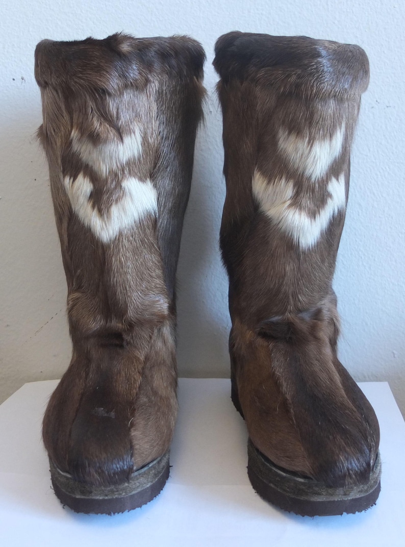 Reindeer Fur Mukluks Boots, Handmade Saami Winter Boots Sheepskin Lined ...