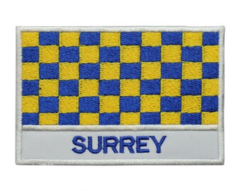 UK SURREY County Flag Embroidered Iron on Patch Sew on Badge Applique ...