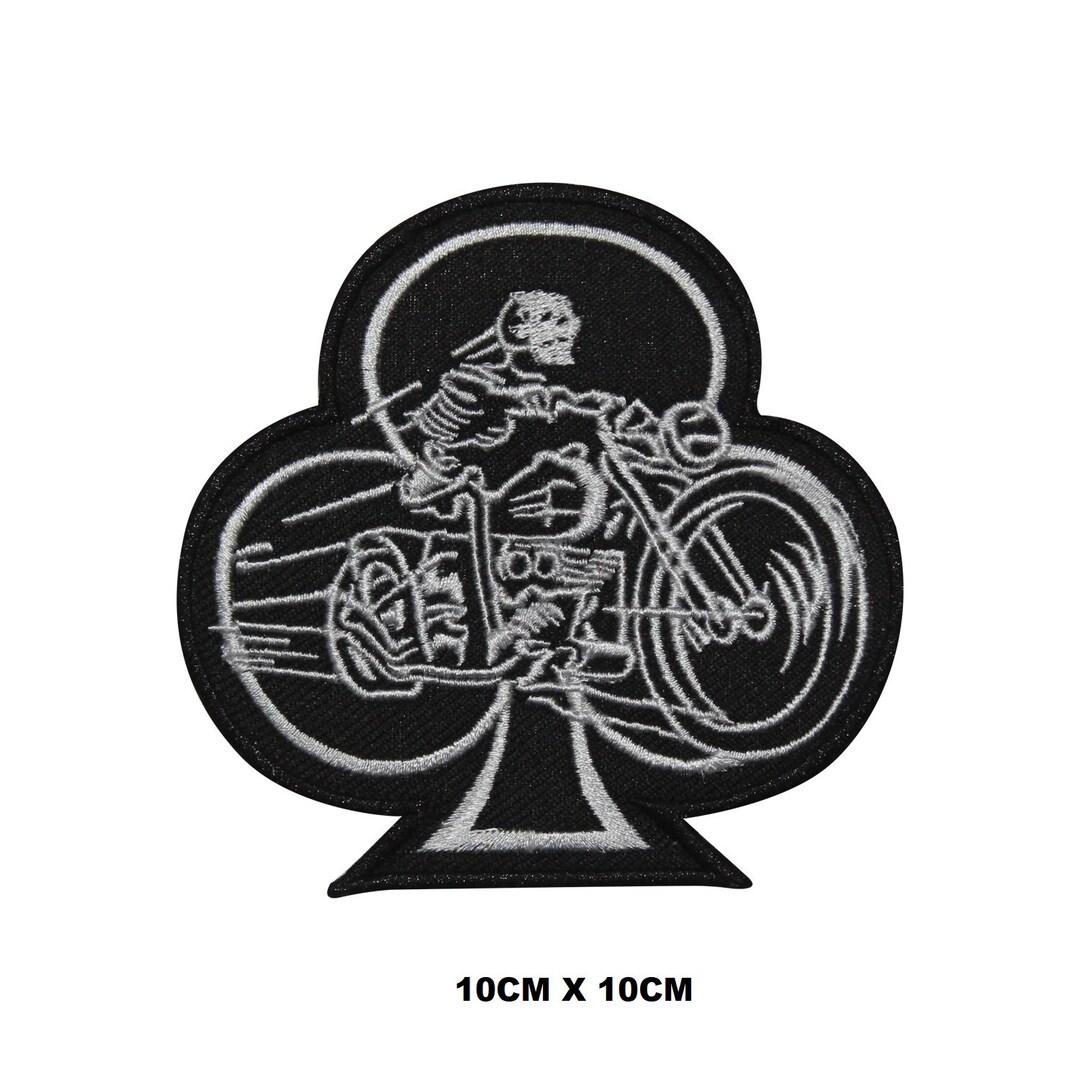 Spade Racer Skull Biker Logo Iron/sew on Patch Embroidered Applique for ...
