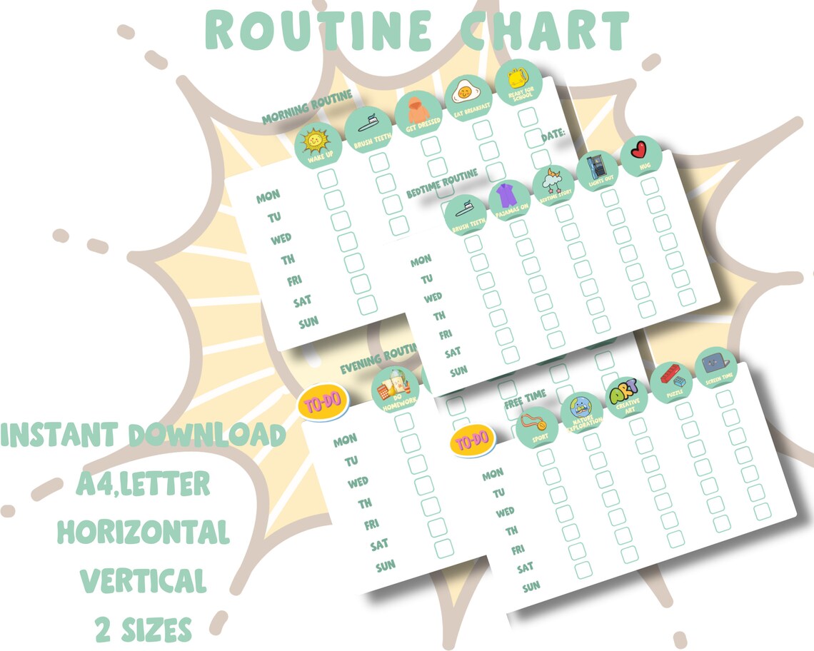 Adhd-friendly Daily Routine Chart for Kids Structured - Etsy Canada