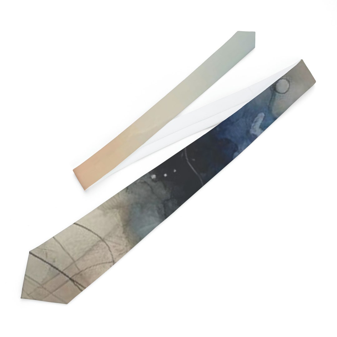 Wearable Art: Aqua Canvas Necktie Unique Watercolor Design for Stylish ...