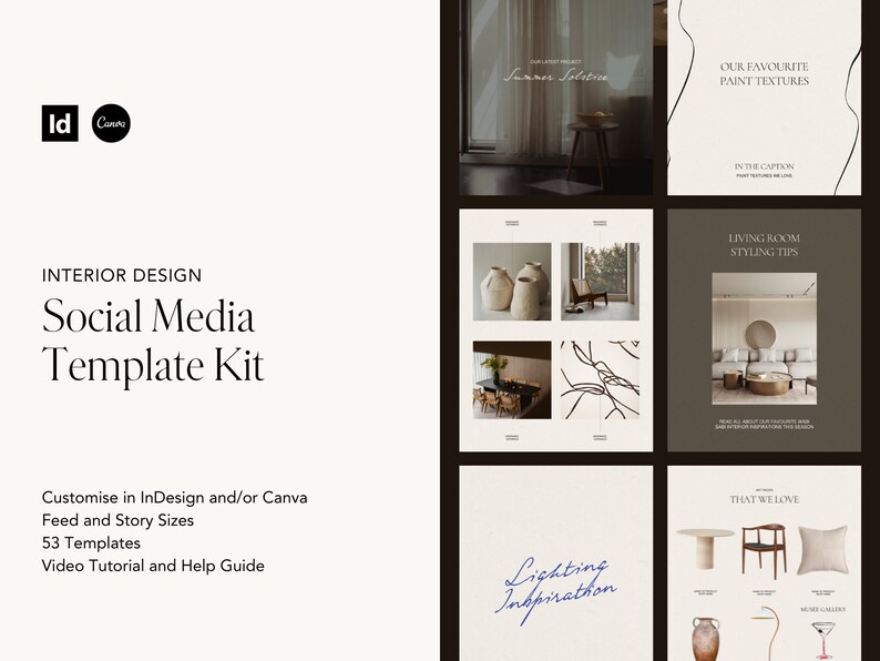 Interior Design Social Media Templates Canva and Indesign Interior ...