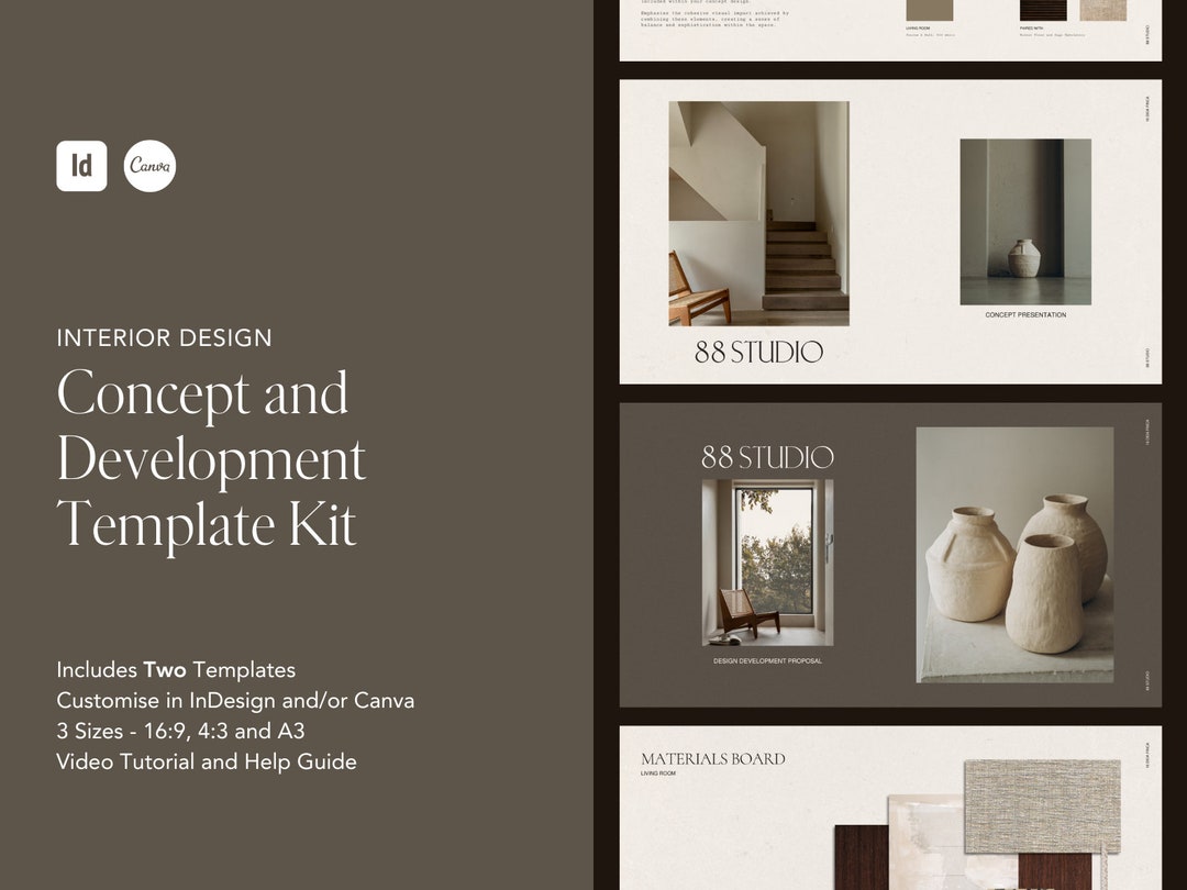 Interior Design Template Kit Concept and Design Development Canva and ...