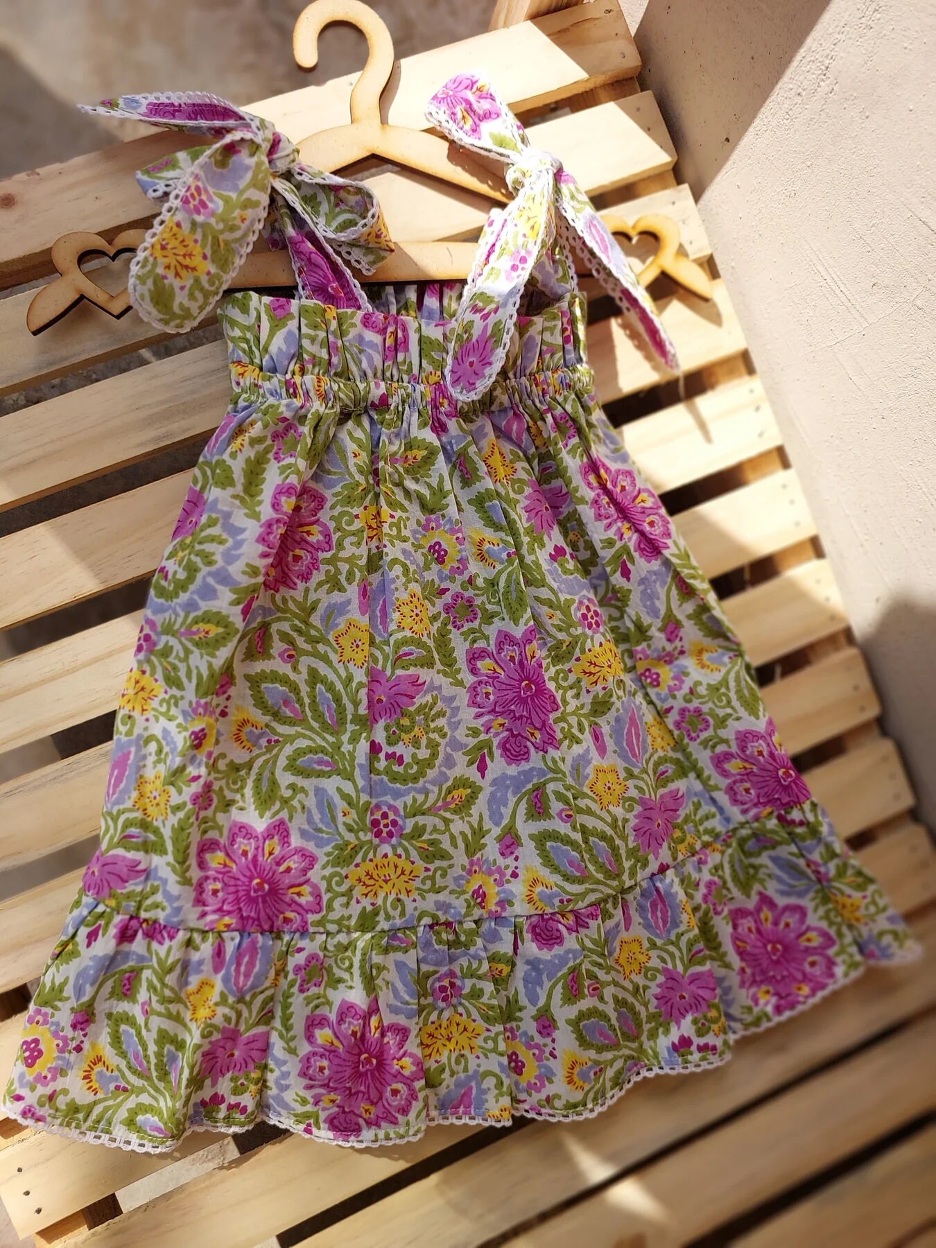 Aster Floral Pinafore Frock, Littlie Girl Frock, Shoulder Strep Girls ...