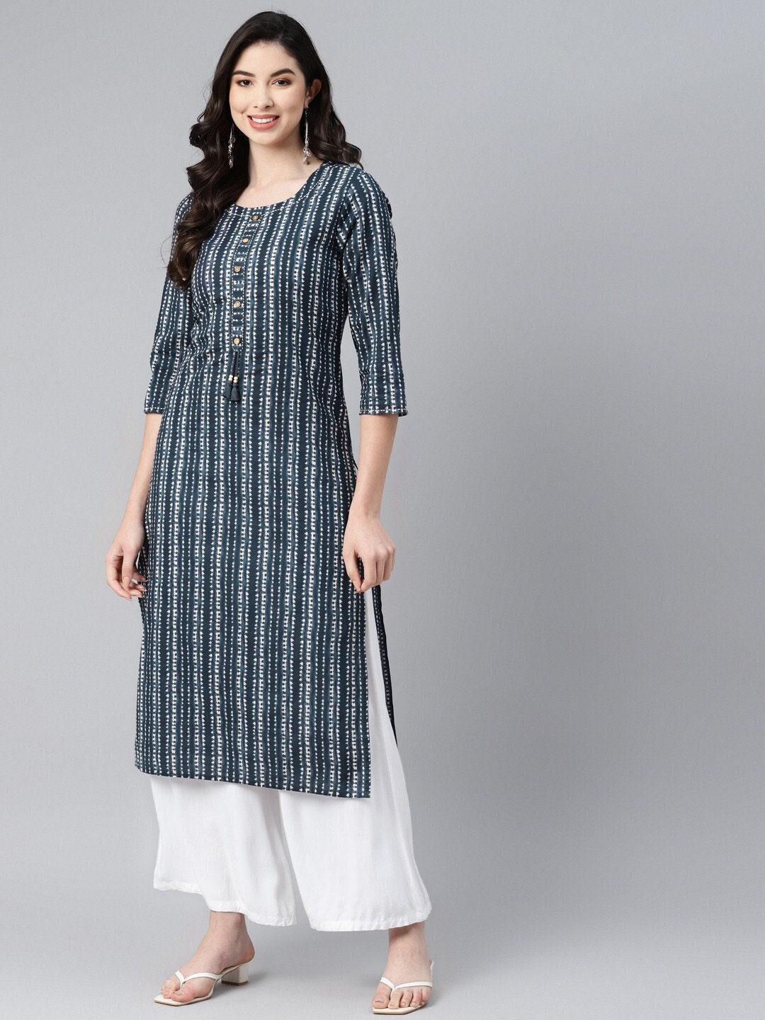 Blue Color Kurta for Gift, Handmade Kurti, Pure Cotton Fabric, Dress ...