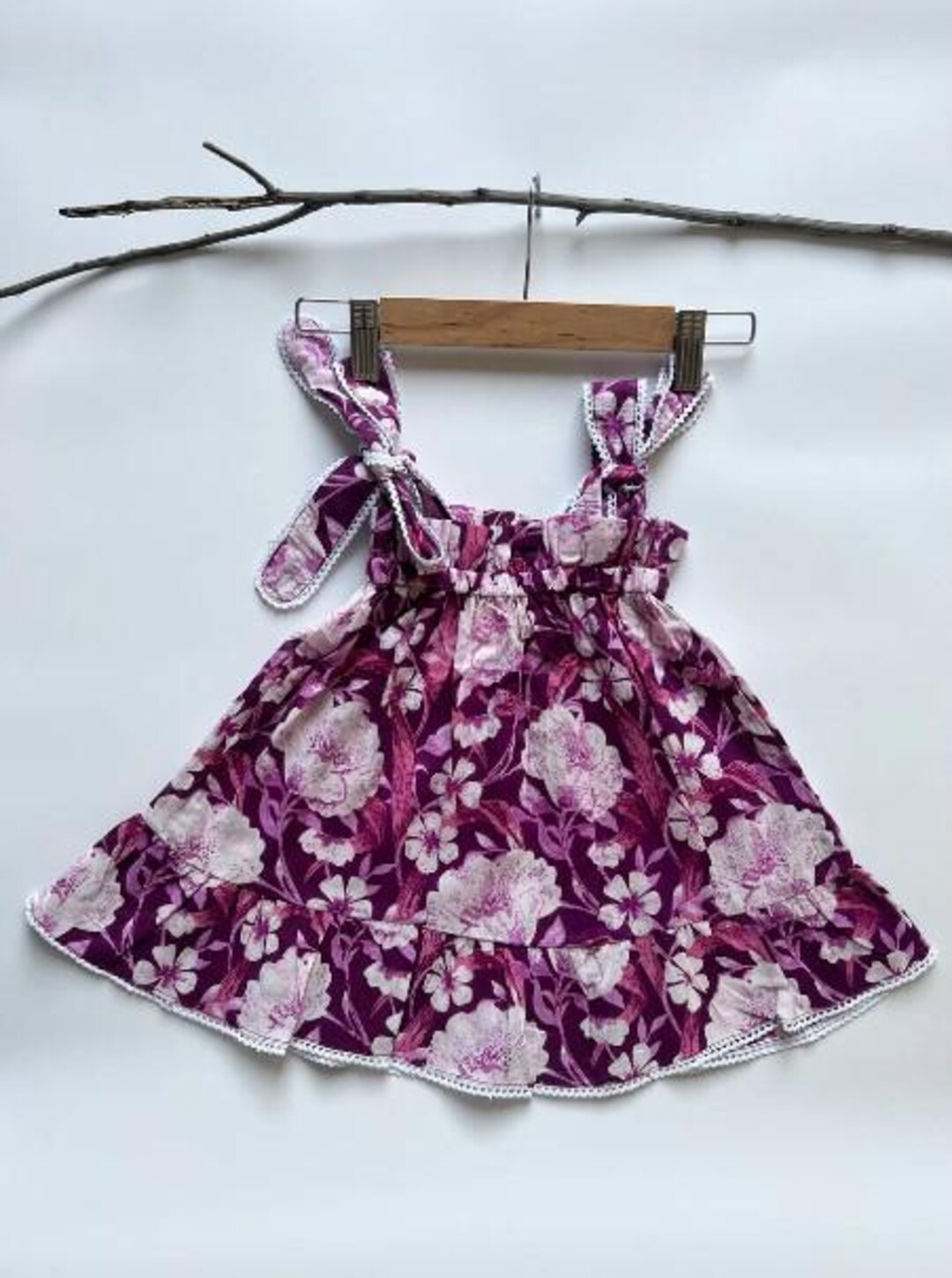 Plum Delight Purple FROCK, Hand Block Printed Frock, Shoulder Knotted ...