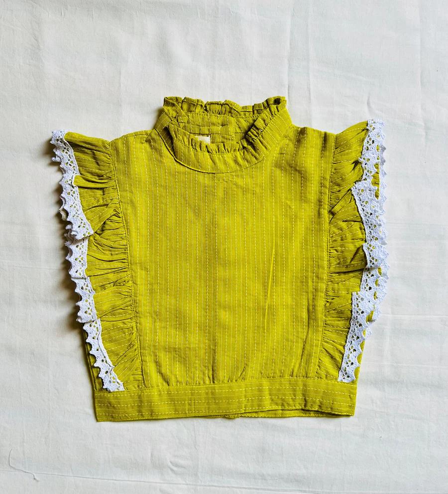 Neon Green Girls Co-ord Set: Sleeveless Summer Dress, Frill Collar ...