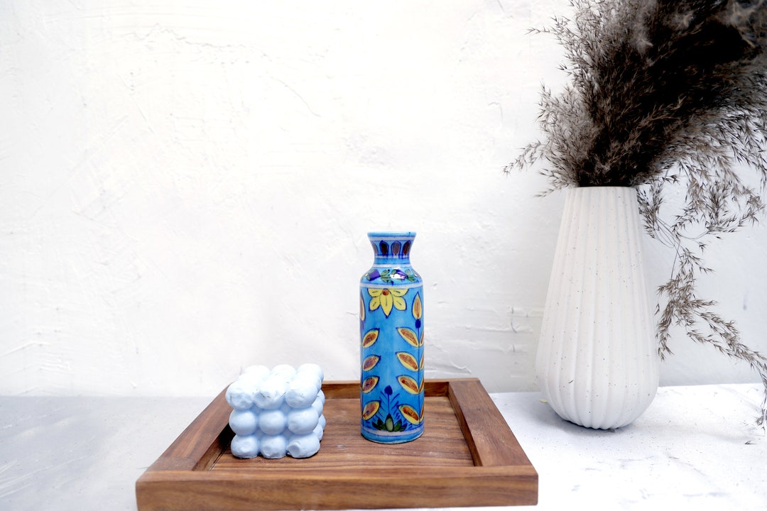 Light Blue Flower Vase Blue Pottery Handmade Vase Unique Vase Tableware ...