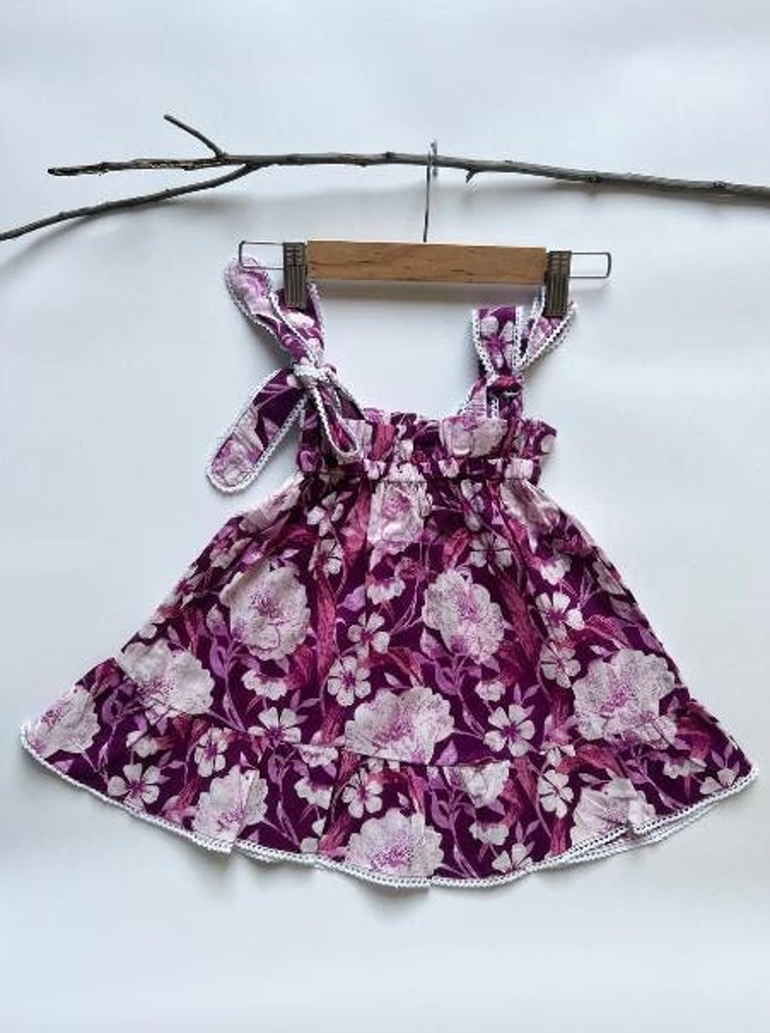 Plum Delight Purple Frock, Hand Block Printed Frock, Shoulder Knotted ...