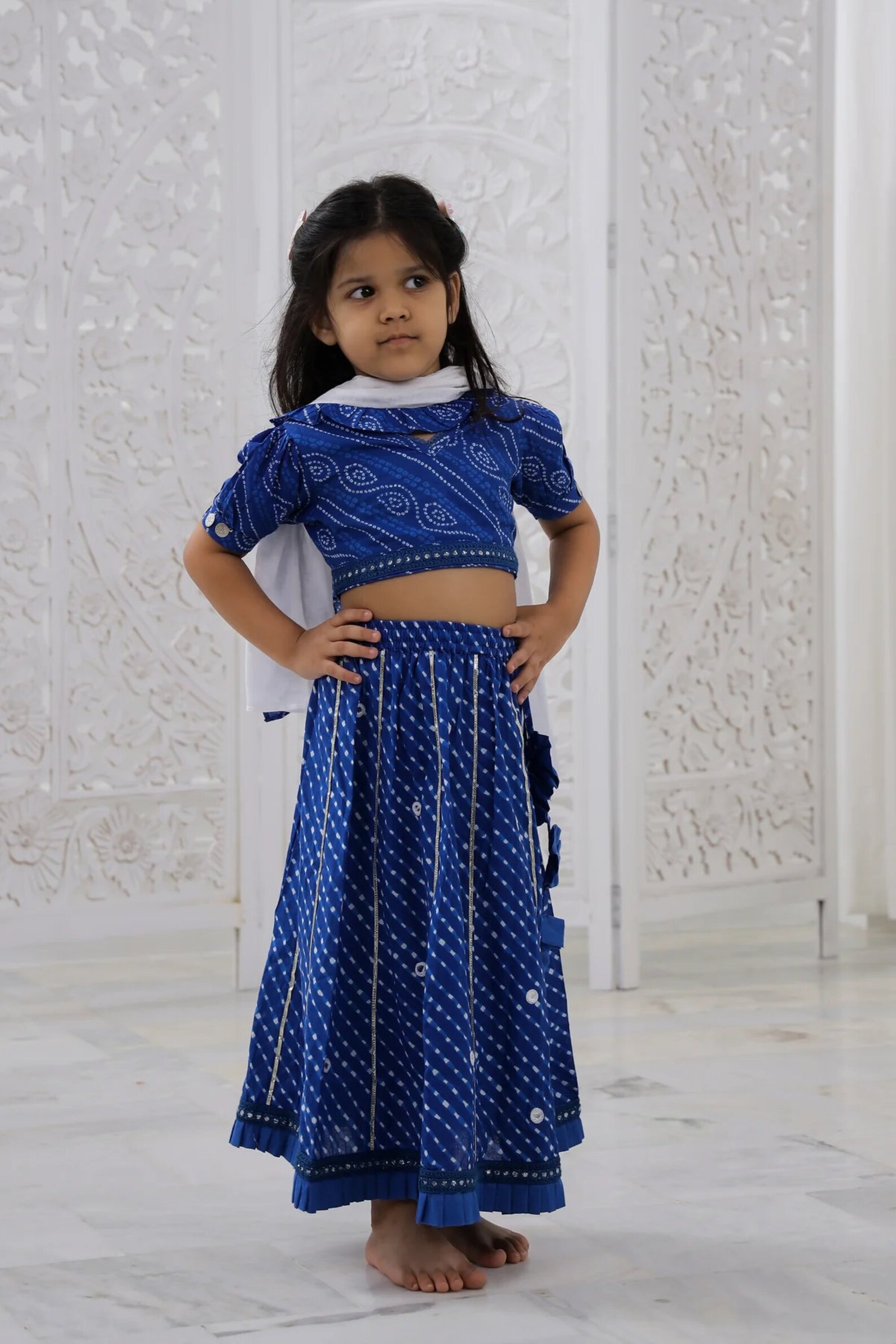 Navy Blue Wedding Wear Kids Lehenga, Kids Dress Ready to Wear Girls ...