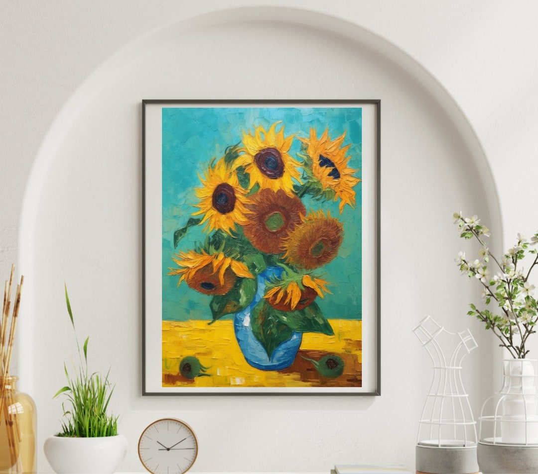 Vincent Van Gogh Inspired Sunflower Painting, Oil Painting, Sunflower ...