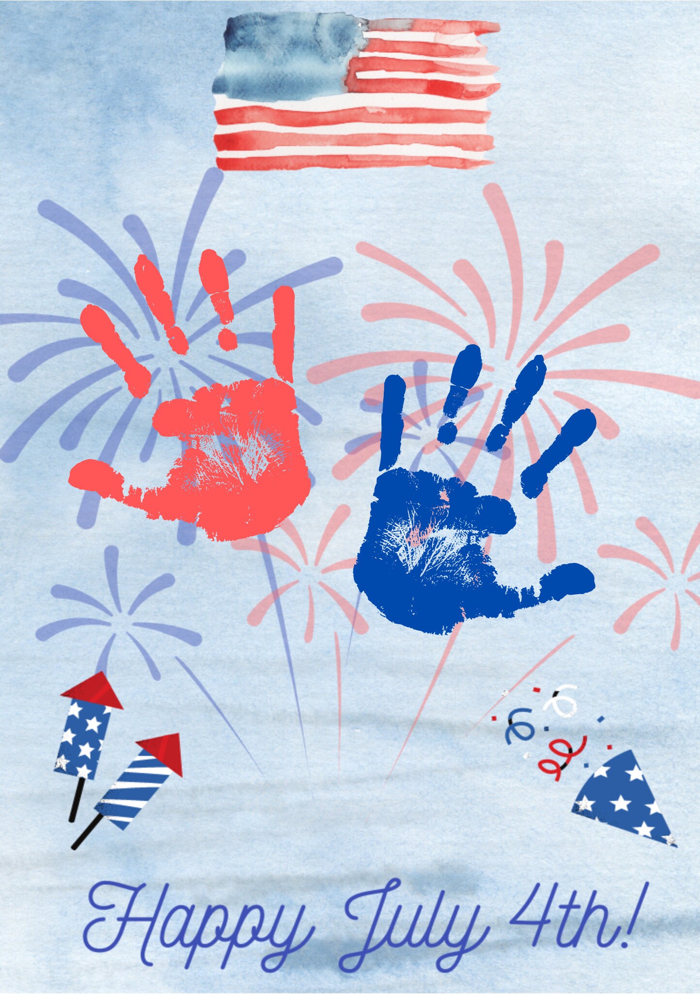 4th of July Handprint Art Craft for Kids, Fourth of July Art Activity ...