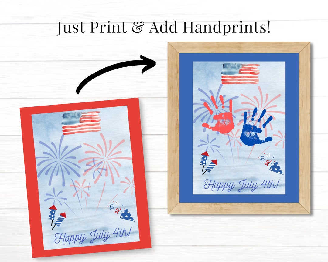 4th of July Handprint Art Craft for Kids, Fourth of July Art Activity ...