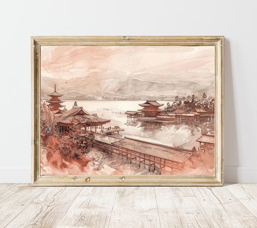Itsukushima Shrine Illustration, Japan Portrait, Shinto, Vintage ...