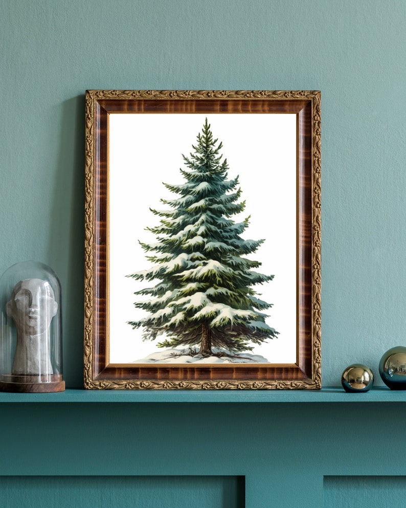 Vintage Christmas Tree, Pine Tree Vintage Print, Winter Art, Holiday ...
