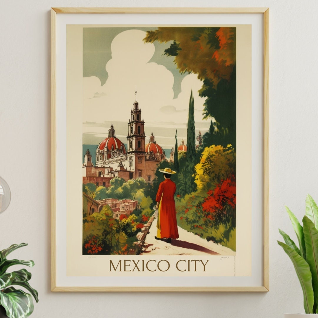 Mexico City Vintage Travel Poster: Latin America Retro Art (digital ...