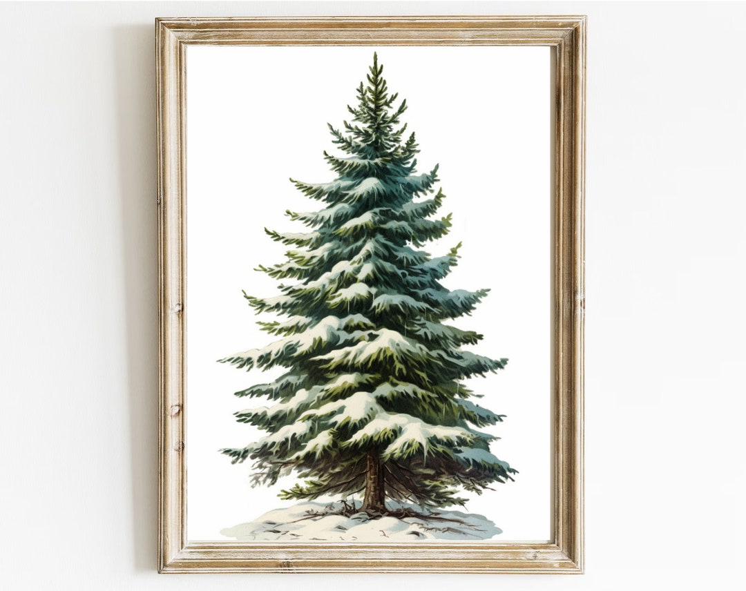Vintage Christmas Tree, Pine Tree Vintage Print, Winter Art, Holiday ...