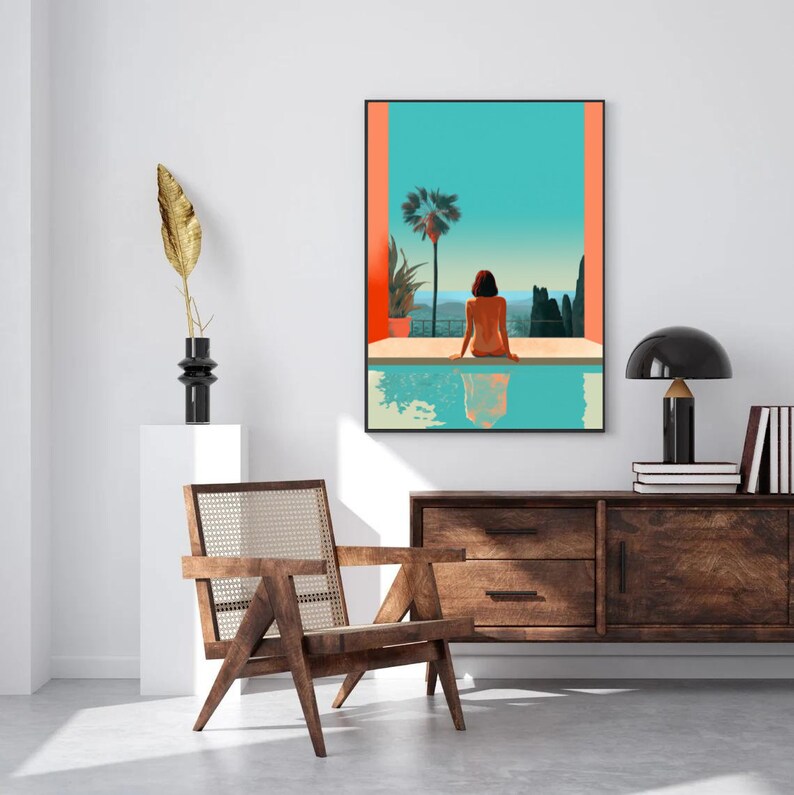 By the Pool, Inspired Print, Vintage Pool Poster, Swimming, Pool Scene ...
