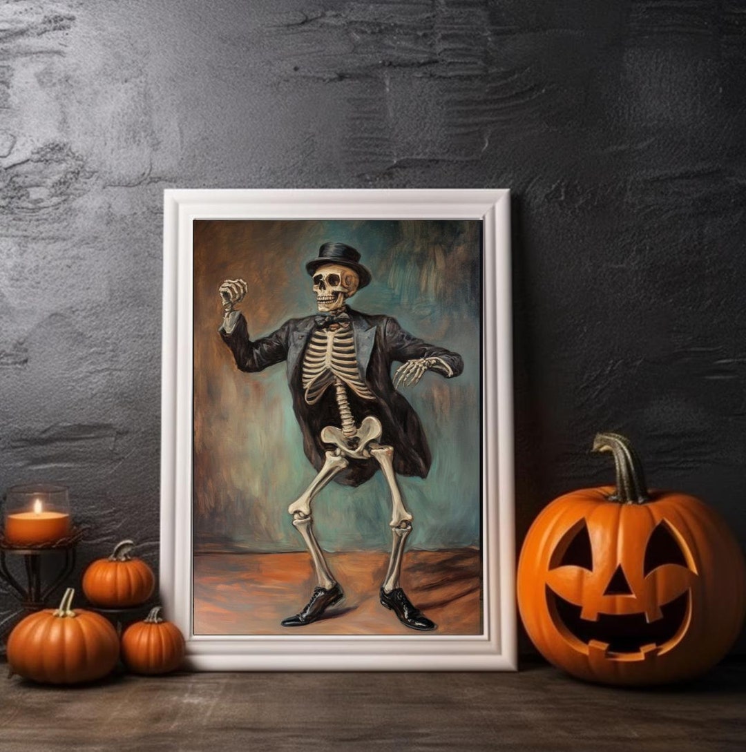 PRINTABLE Halloween Skeleton Print, Skeleton Groom, Dancing Skeleton ...