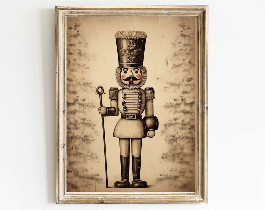 Vintage Nutcracker Christmas Print: Rustic Holiday Wall Art (digital ...