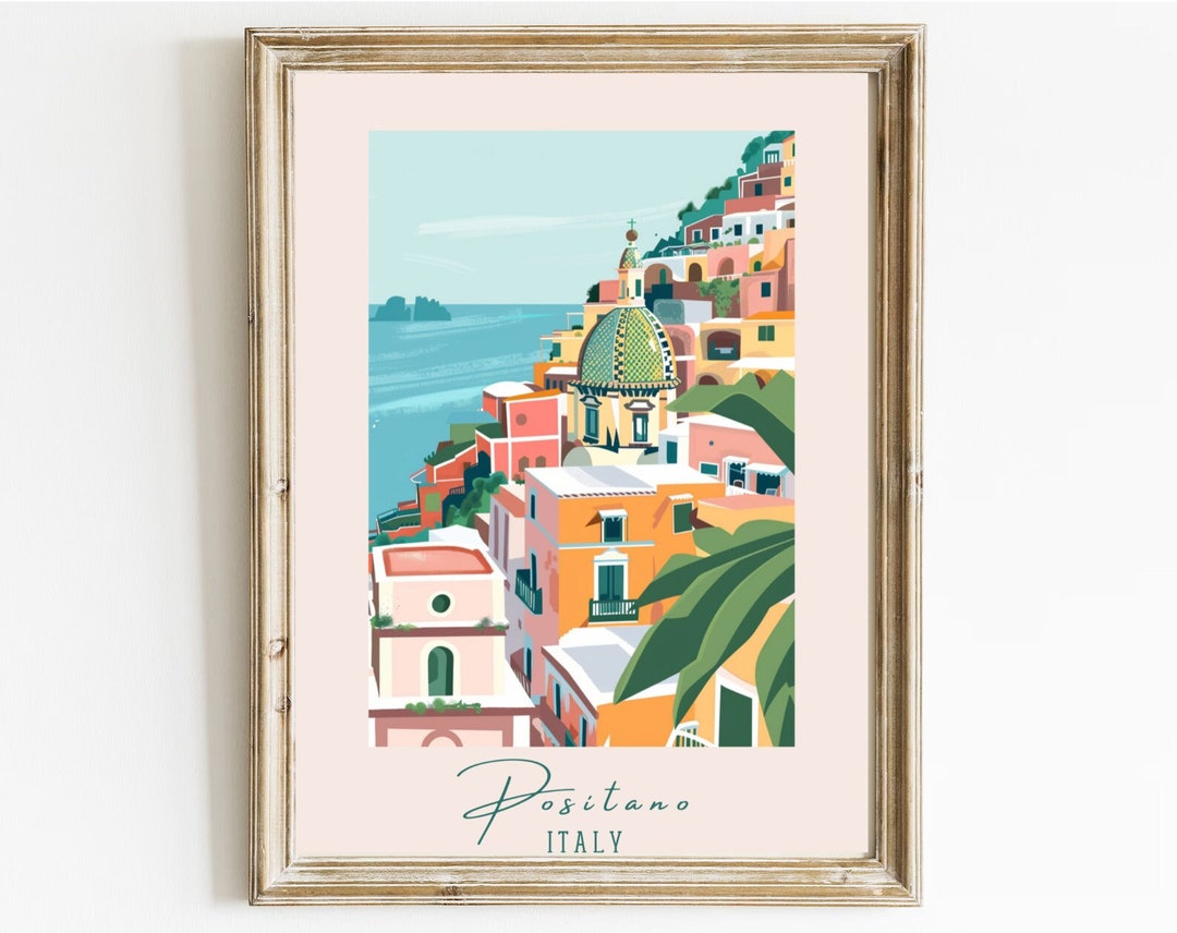 Pastel Positano Print: Vintage Italian Travel Poster (digital Download ...