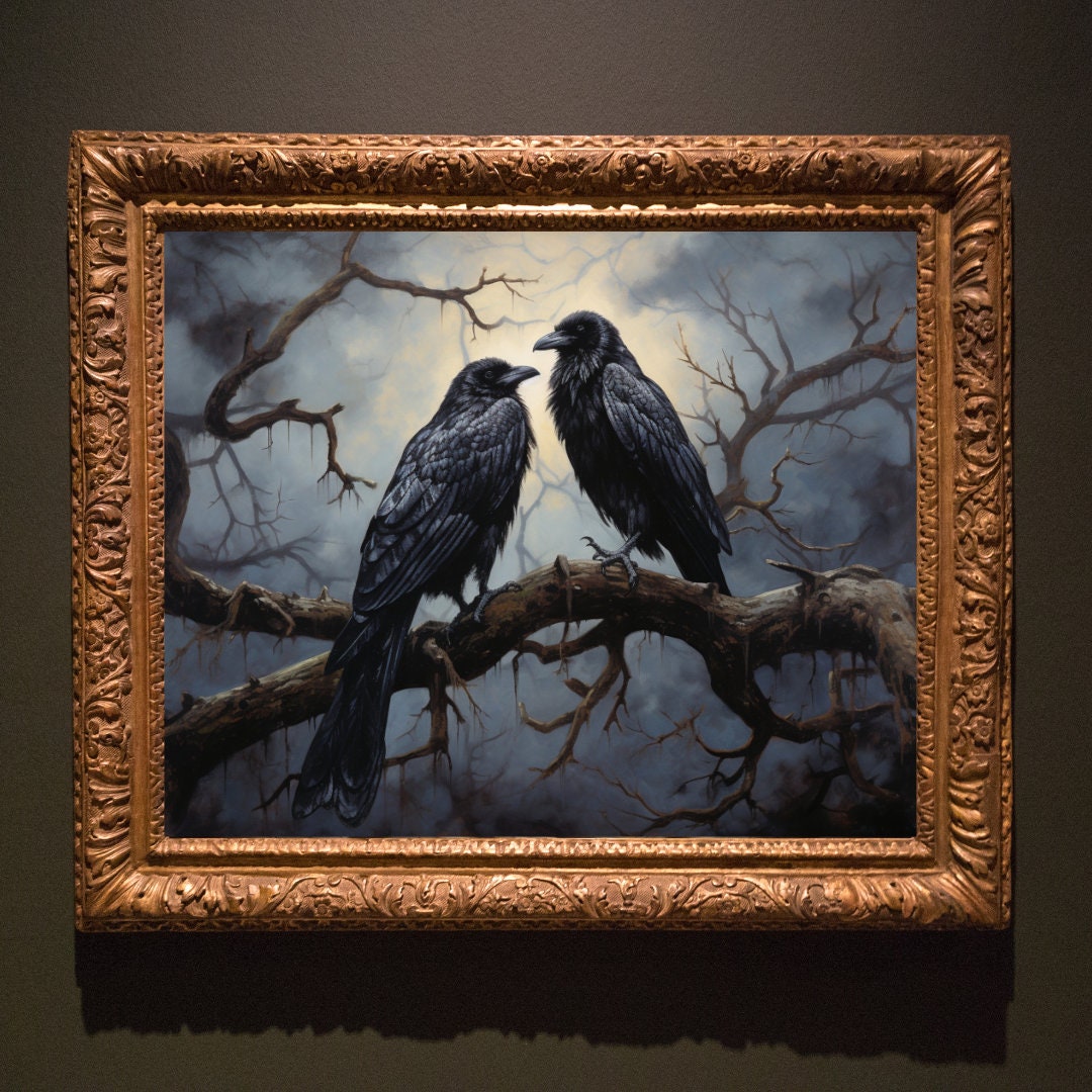 PRINTABLE Halloween Wall Art, Spooky Crows at Midnight, Skooky Ravens ...