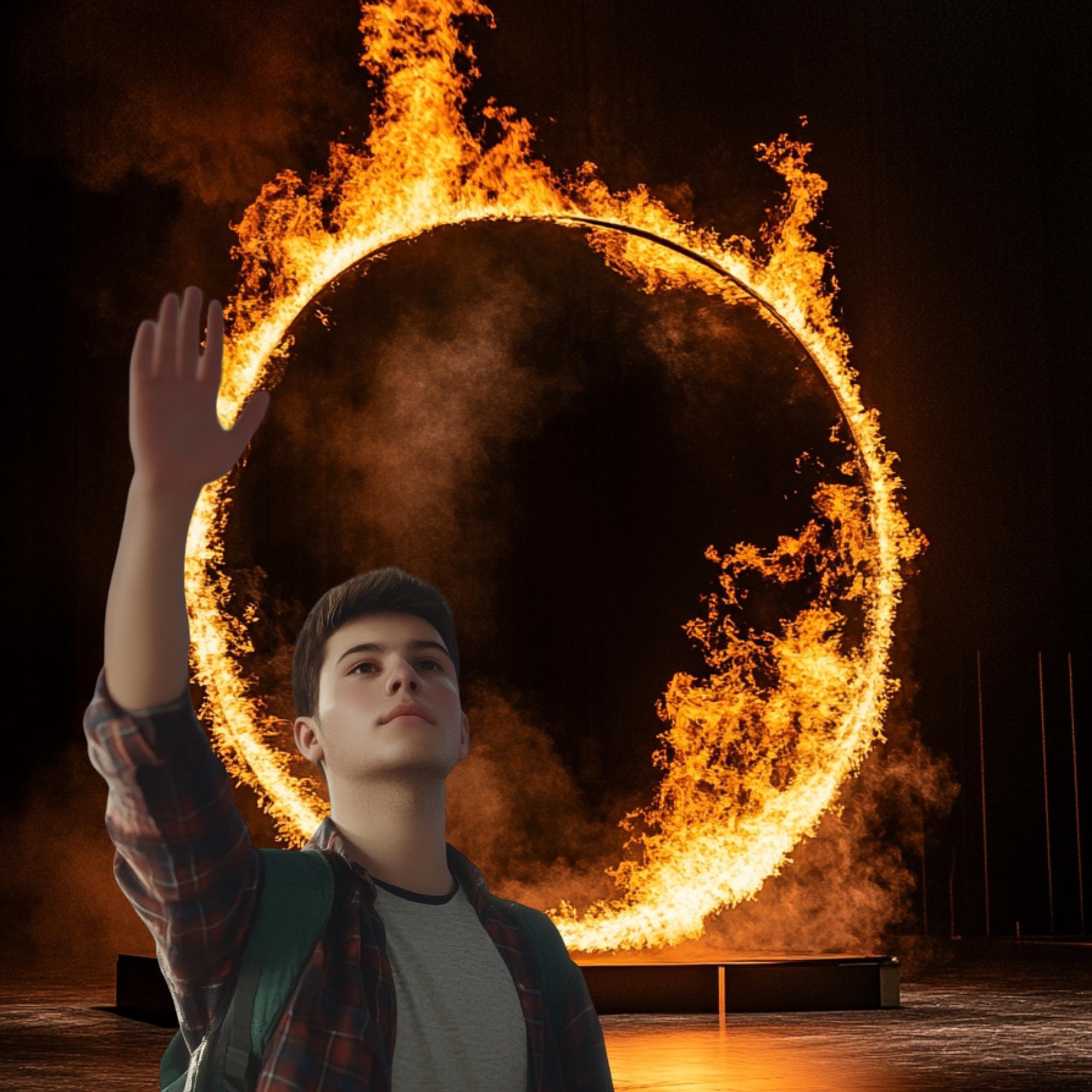 50 Fire Circle Backdrop for Photoshoot, Fiery Ring Background, Burning ...