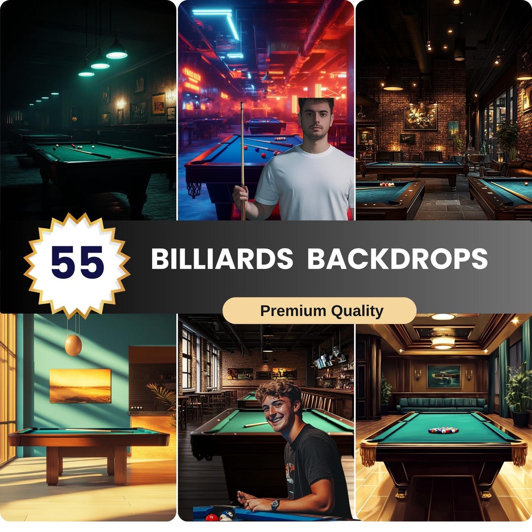 55 Billiards Backdrop Digital Download, Pool Table Background ...