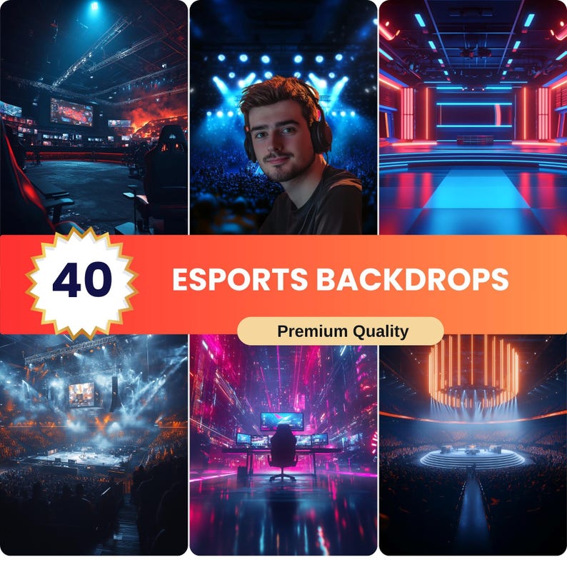 40 Esports Backdrop for Photoshoot, Gaming Tournament Decoration ...