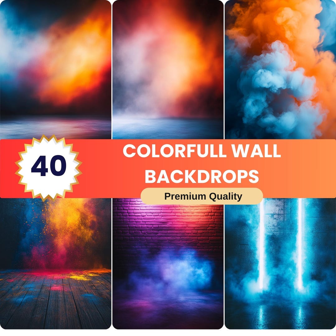 40 Colorful Wall Backdrop for Photoshoot, Vibrant Photography ...