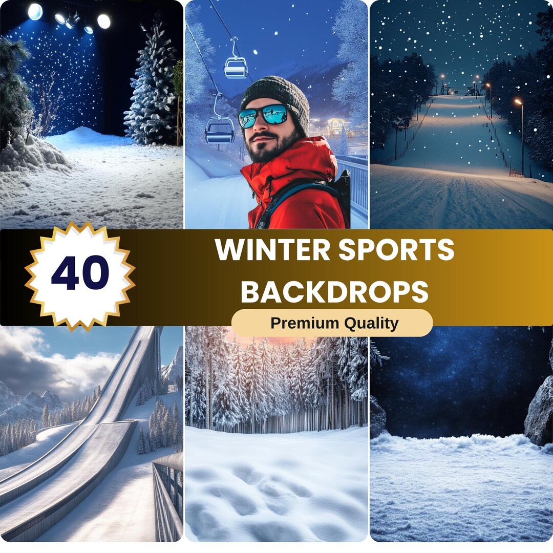 40 Winter Sports Backdrop for Photoshoot, Skiing & Snowboarding ...