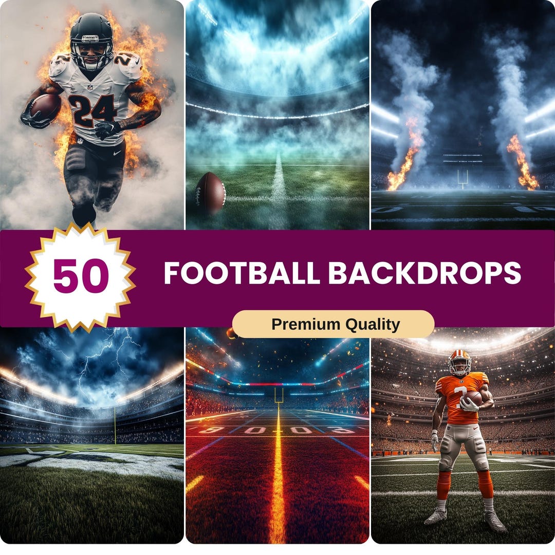 50 Football Professional Backdrop, Lightning Football Field Overlays ...