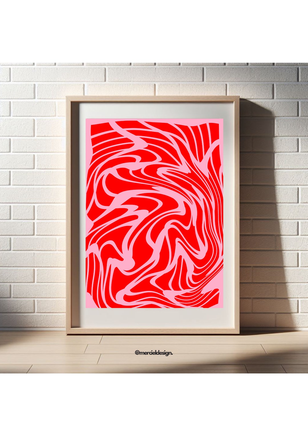Colorful Red Pink Wall Art, Wall Illustration, Modern Abstract Art ...