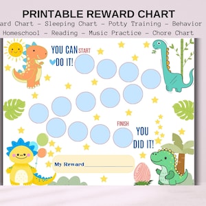 Dinosaur Reward Chart - Potty Training Chart - Chore Chart - Boys ...