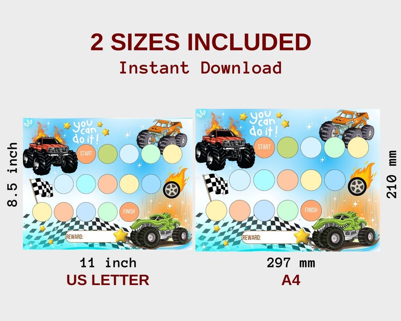 Monster Truck Reward Chart – Printable Chore Chart for Boys | Toddler ...