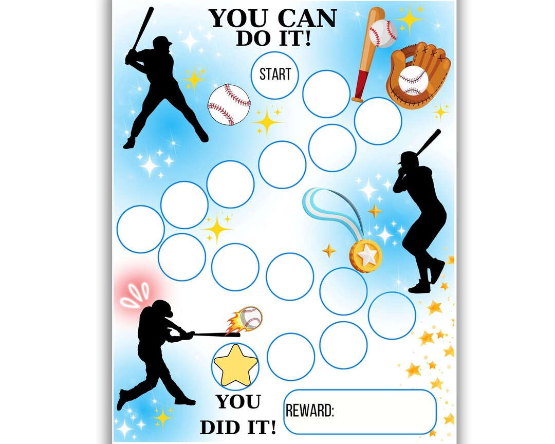 Printable Sports Reward Chart - Baseball Reward Chart - Baseball ...