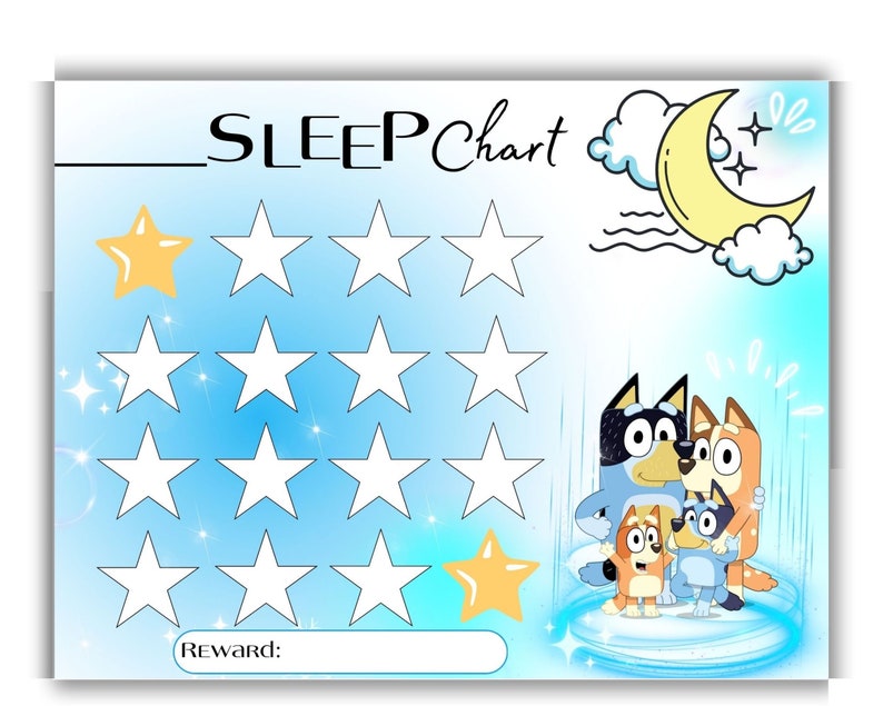 Bluey Sleeping Chart - Kids Sleep Reward Chart - Sleep Chart for Kids ...