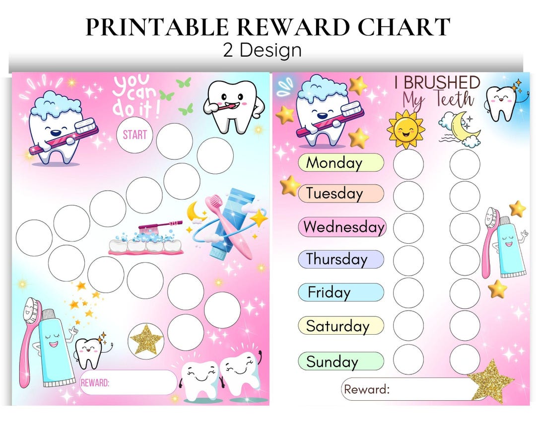 Teeth Brushing Reward Chart - Tooth Brushing Reward Chart - Sticker ...