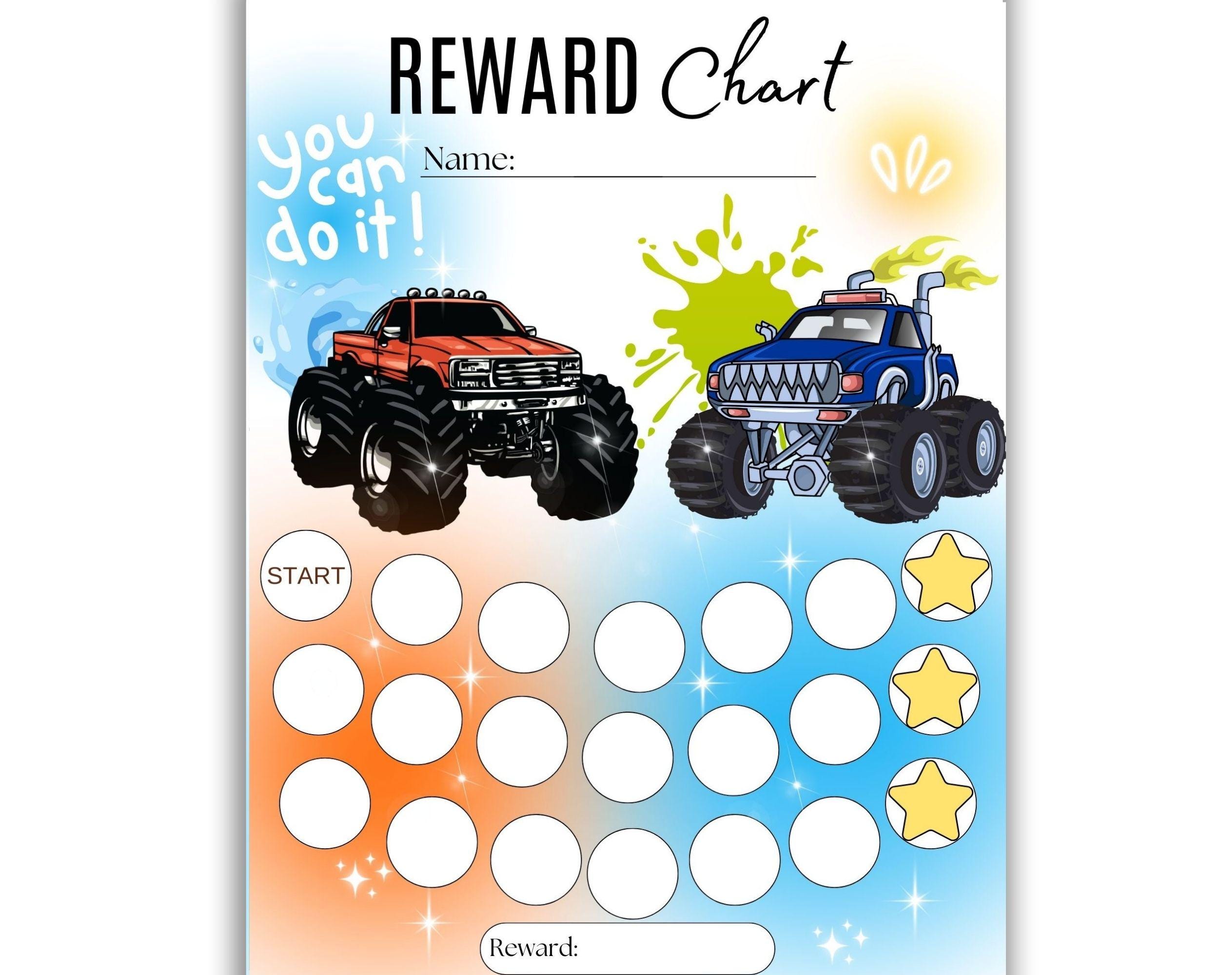 Monster Truck Reward Chart Printable Potty Training Chart Boys Behavior ...