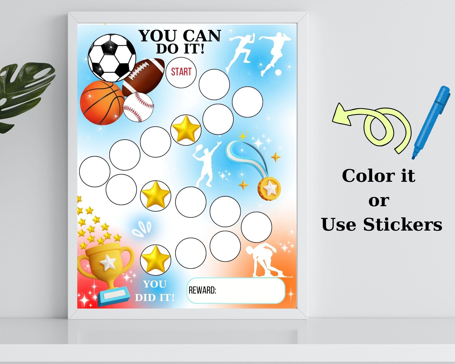 Printable Sports Reward Chart for Kids - Football Sticker Chart ...