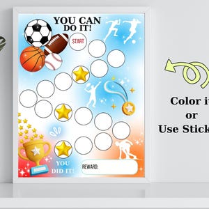 Printable Sports Reward Chart for Kids - Football Sticker Chart ...
