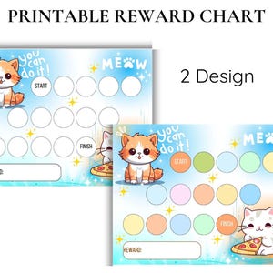 Printable Cat Reward Chart Kids Reward Chart Behavior Chart Potty ...