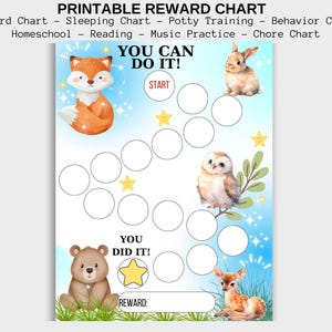 Woodland Animals Reward Chart - Printable Forest Sticker Chart - Fox ...