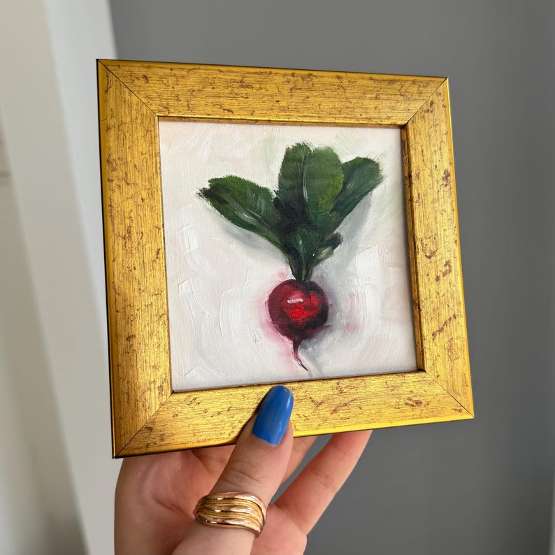 Original Radish Oil Painting – Miniature Kitchen Art, Hand-painted ...