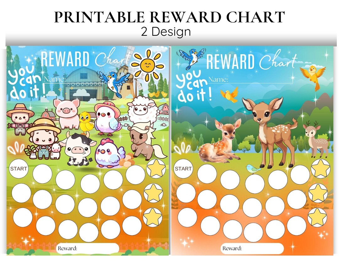 Farm Reward Chart for Kids - Bambi - Deer Reward Chart - Potty Training ...