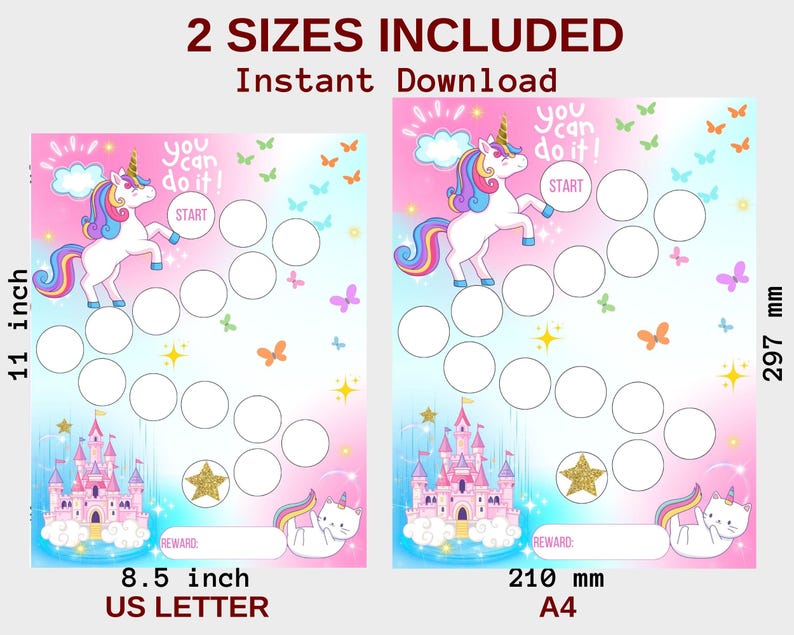 Unicorn Reward Chart: Chore - Behavior - Potty Training Tracker (PDF ...