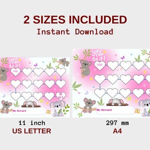 Koala Reward Chart - Printable Kids Behavior Chart - Potty Training ...